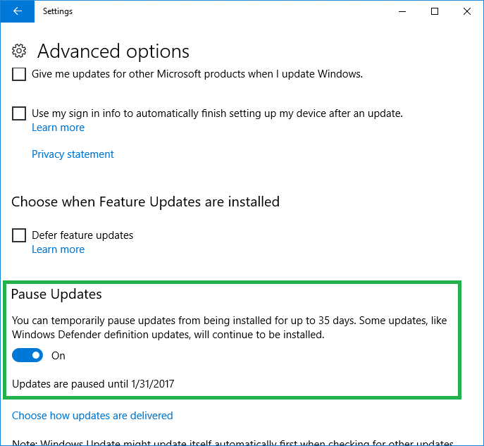 Pause Windows Updates in Windows 10 Creators Update » Winhelponline Pause Windows Updates in Windows 10 Creators Update » Winhelponline