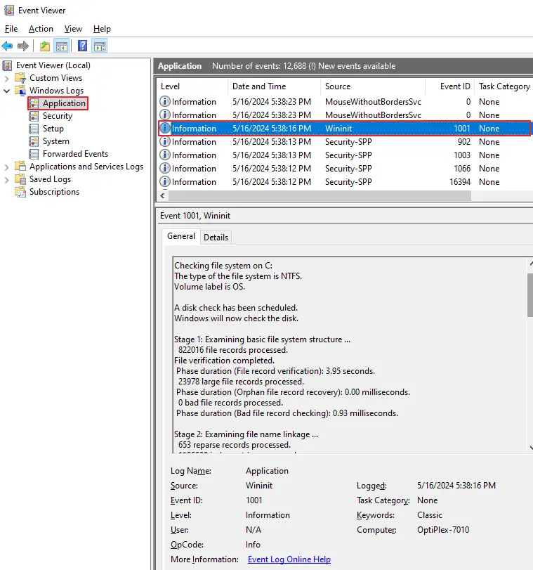 How To Read Chkdsk Log In The Event Viewer Winhelponline 4957
