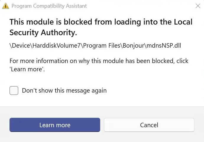 mdnsNSP.dll (Bonjour) is Blocked from loading into LSA » Winhelponline